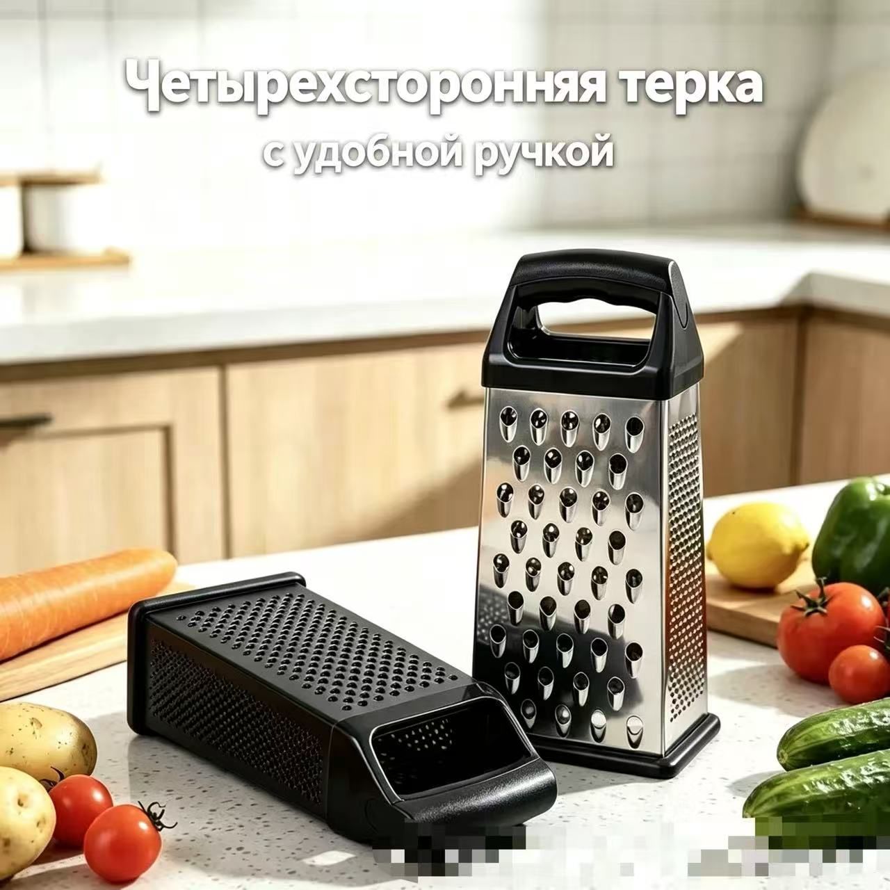 4-сторонняя терка для овощей и сыра с пластиковым корпусом