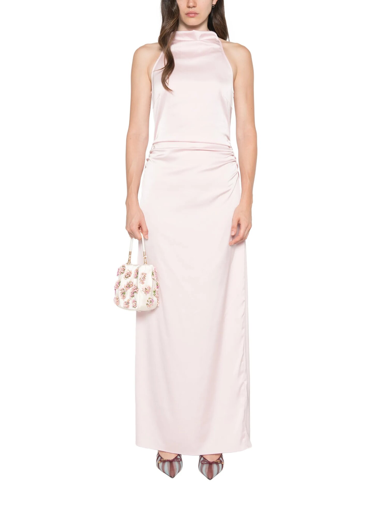Платье Halterneck ruched maxi dress