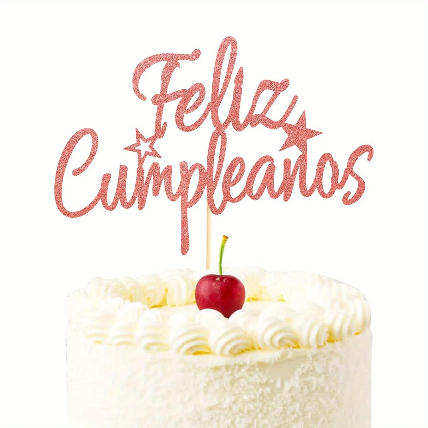 Топпер для торта "Feliz Cumpleaños" Белый, Pink