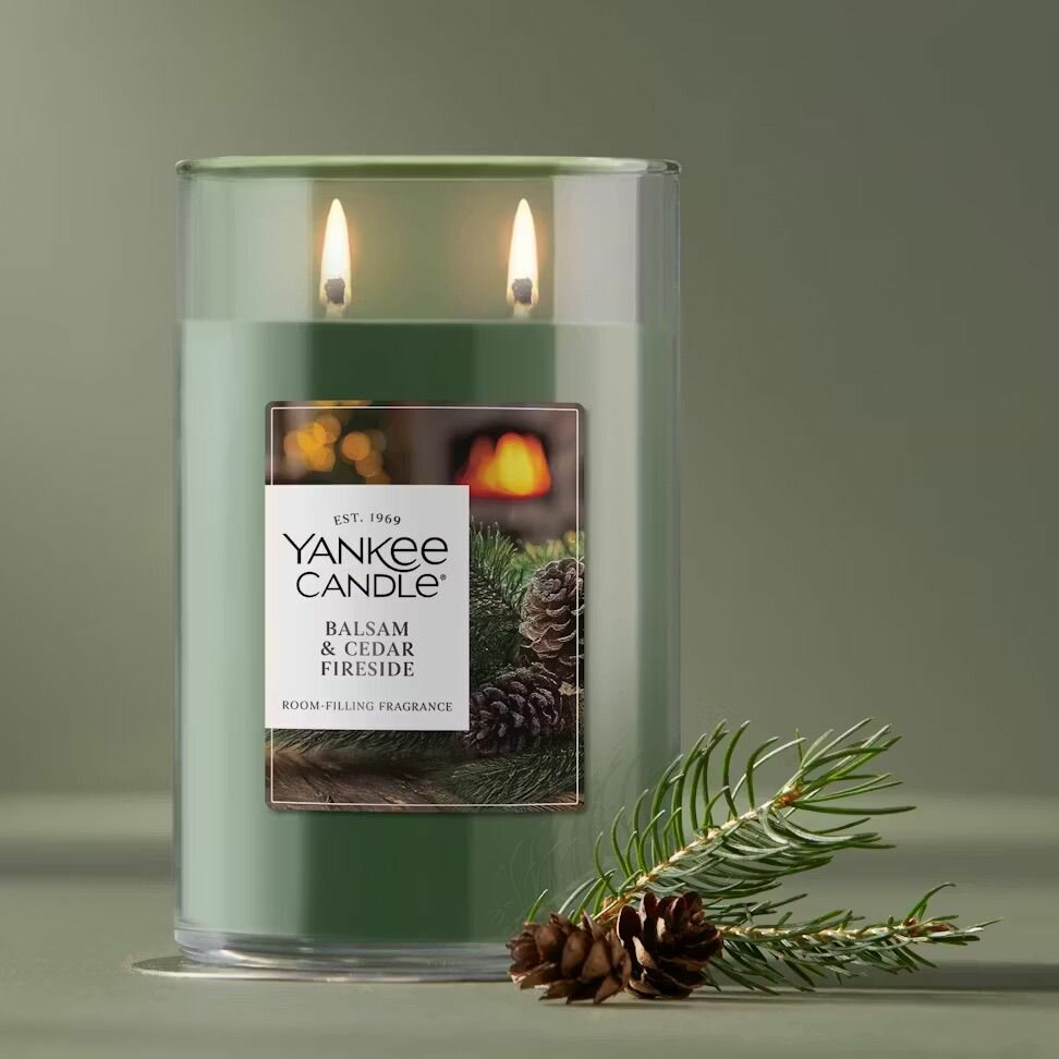 YANKEE CANDLE Large Tumbler свеча ароматическая с двумя фитилями Balsam & Cedar Fireside