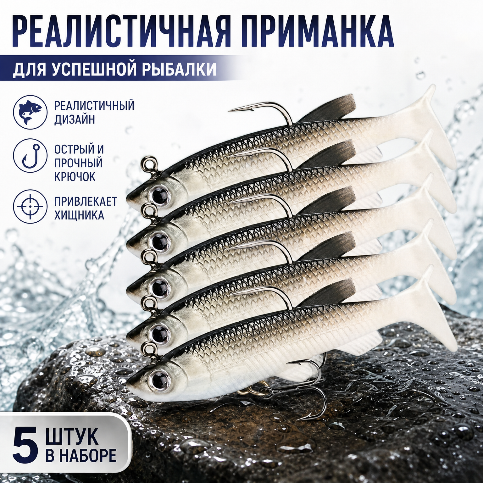 Реалистичная приманка для эффективной рыбалки, 5 штук В наборе