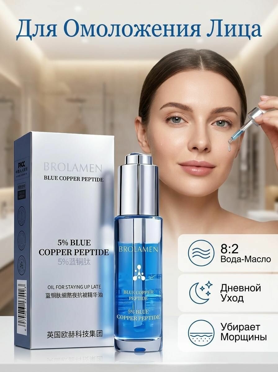 Сыворотка для лица с медными пептидами 5% от морщин 50 мл