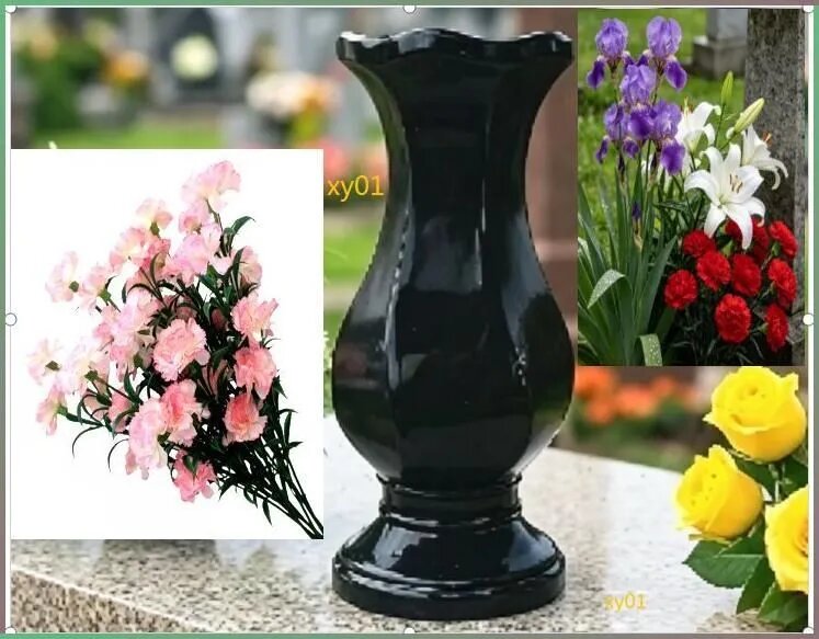 Керамическая ваза для цветов, 30 см, черная, для дома и улицы