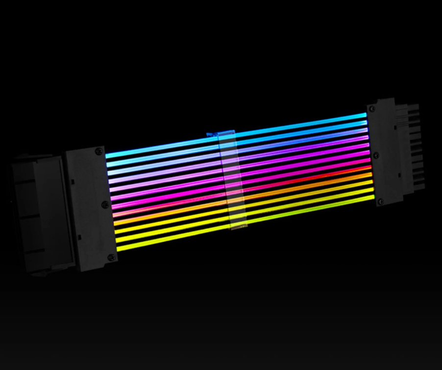 Удлинительный кабель для блока питания, комплект RGB-подсветки, 24-контактный, тройной, 8-контактный, радужная подсветка, синхронизация 5 В, черно-белый, украшение для игрового корпуса своими руками