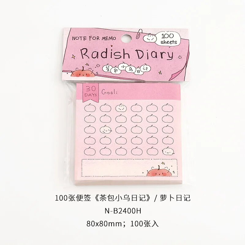 Блокнот с часами и стикерами Kawaii A