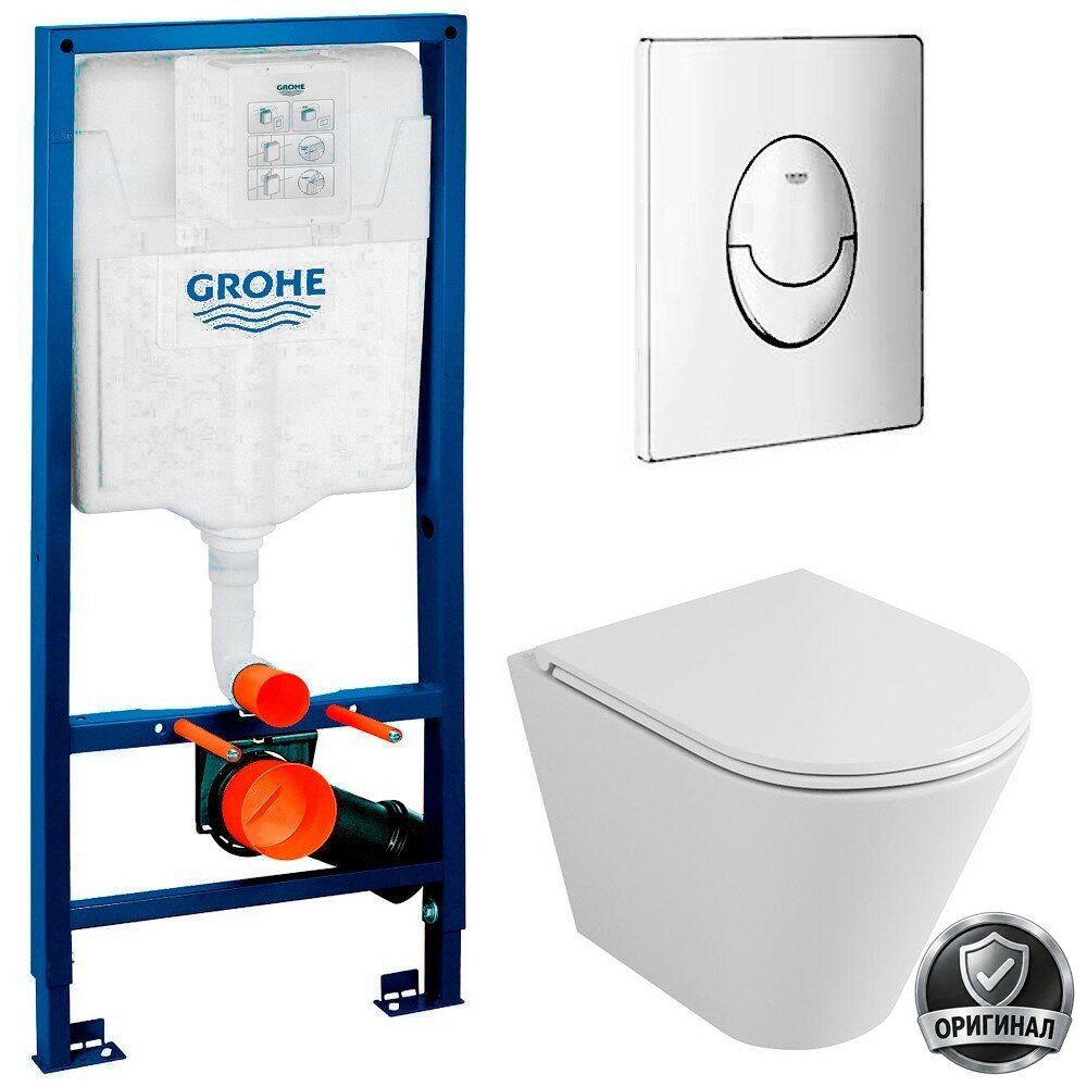 Инсталляция Grohe Rapid SL 38721001 + унитаз OWL Vind Ruta-H OWLT190304 безободковый с сиденьем
