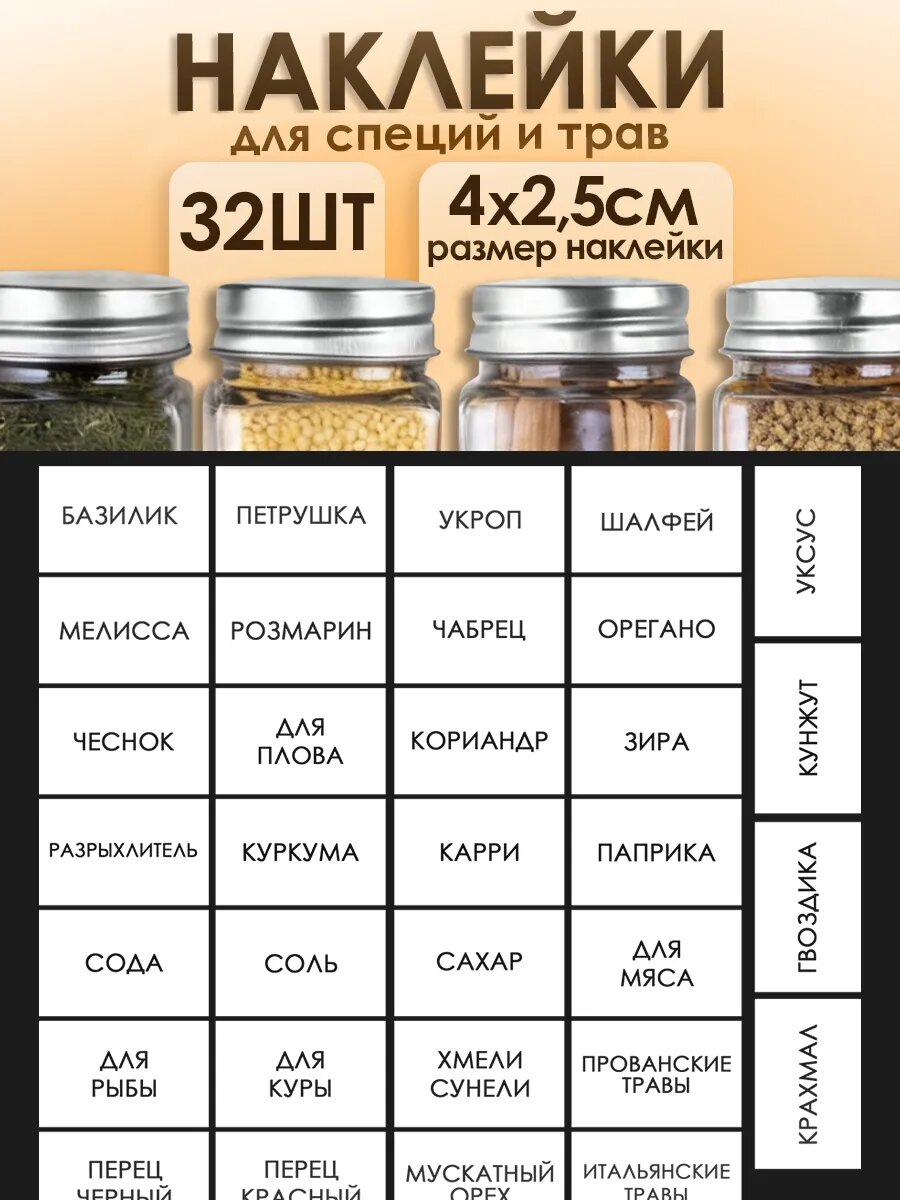 Наклейки для специй на баночки