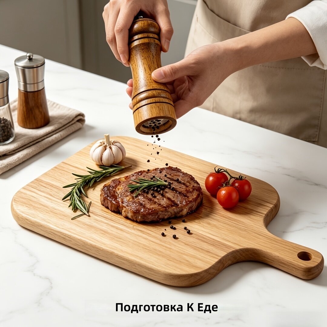 Разделочная доска из дуба со ручкой, средний размер, светло-желтая, для сыра, мяса, овощей и хлеба