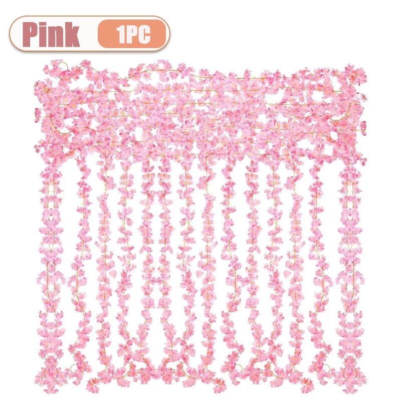 Искусственные гирлянды из цветков вишни Pink-1PC