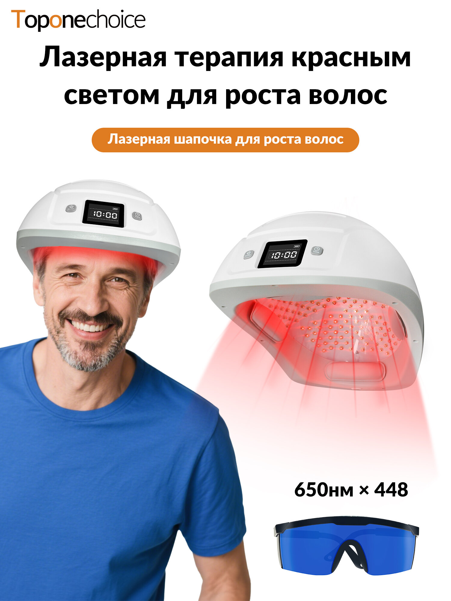 Лазерная шапка для восстановления волос 448 лазерных диодов 650 нм