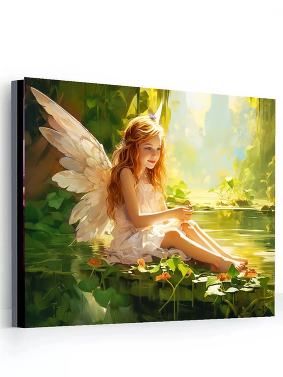Картина по номерам "Девочка ангел", на холсте на подрамнике, 40 x 50 см
