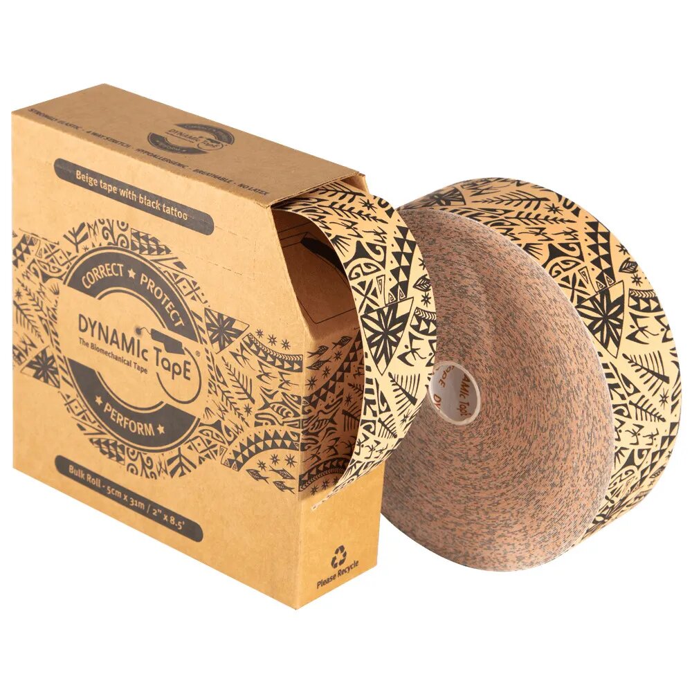 Биомеханический тейп Dynamic Tape 5cm x 31m Бежеый с черным тату