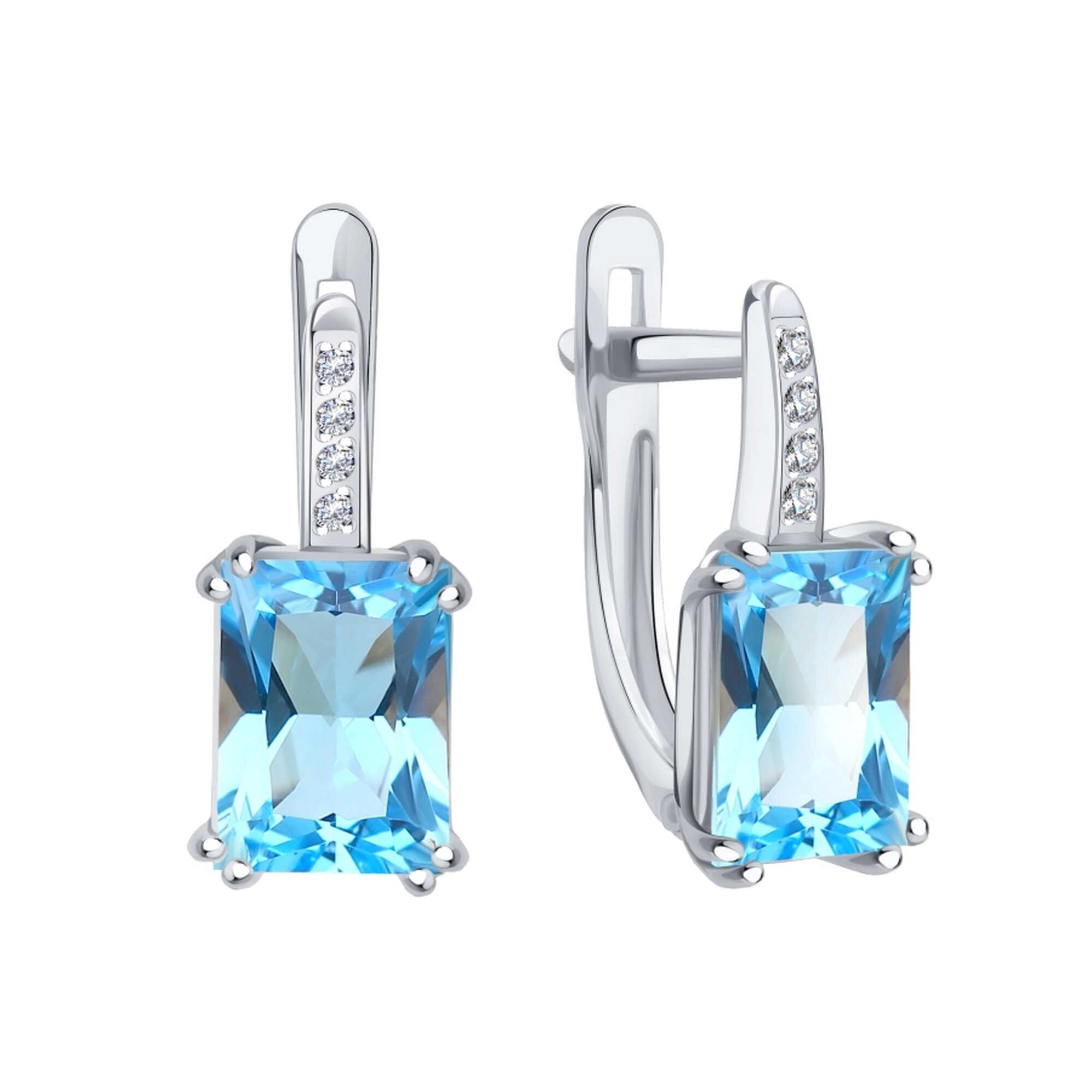Серьги Diamant online, белое золото, 585 проба, фианит, топаз