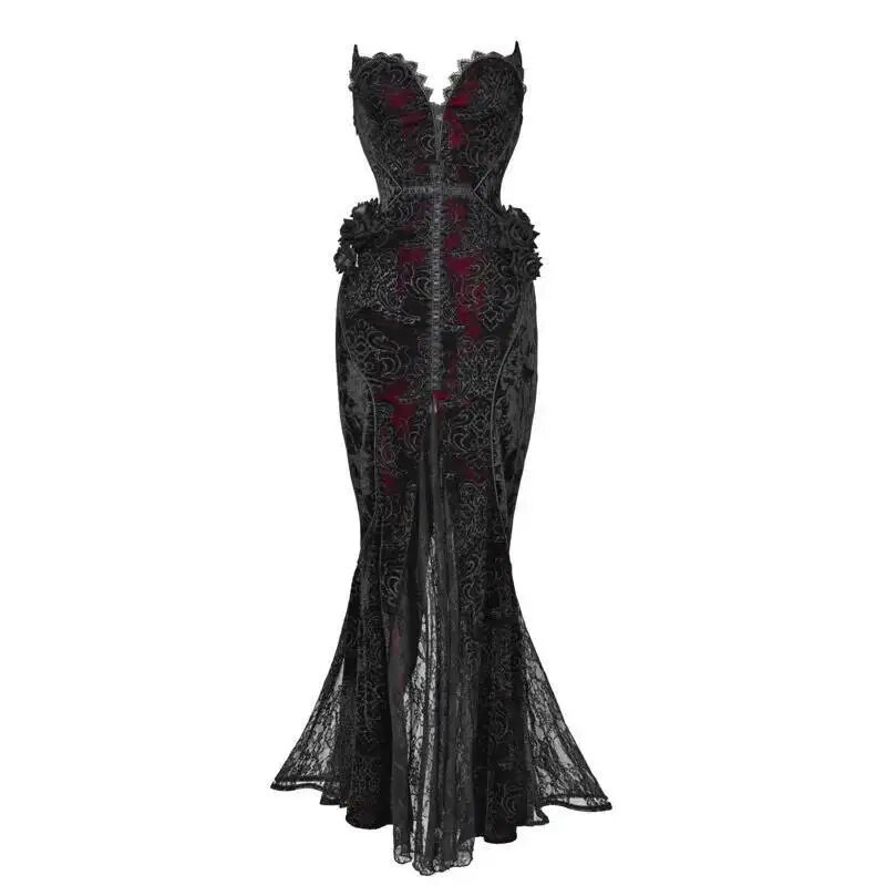 Черное готическое платье-русалка only Dress