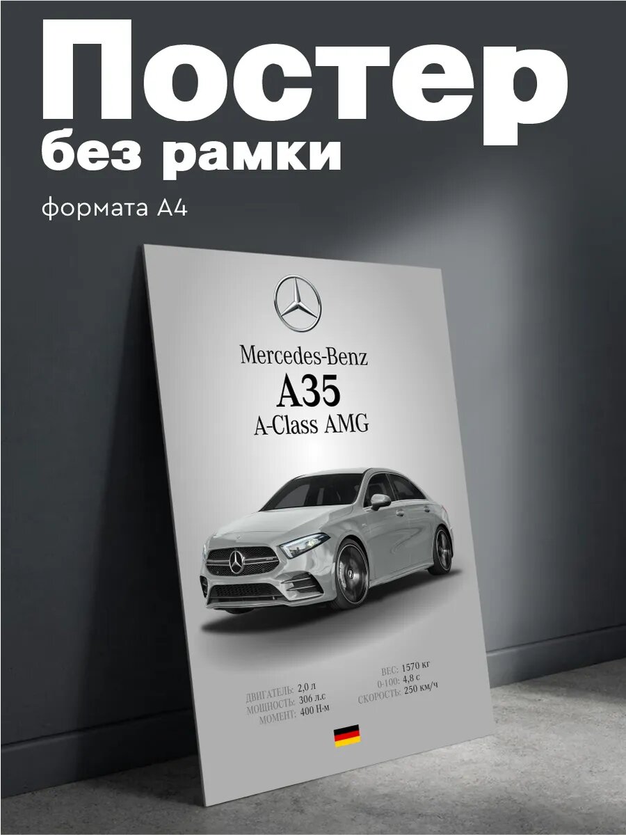 Постер на стену Mercedes-Benz A-Class AMG плакат А4