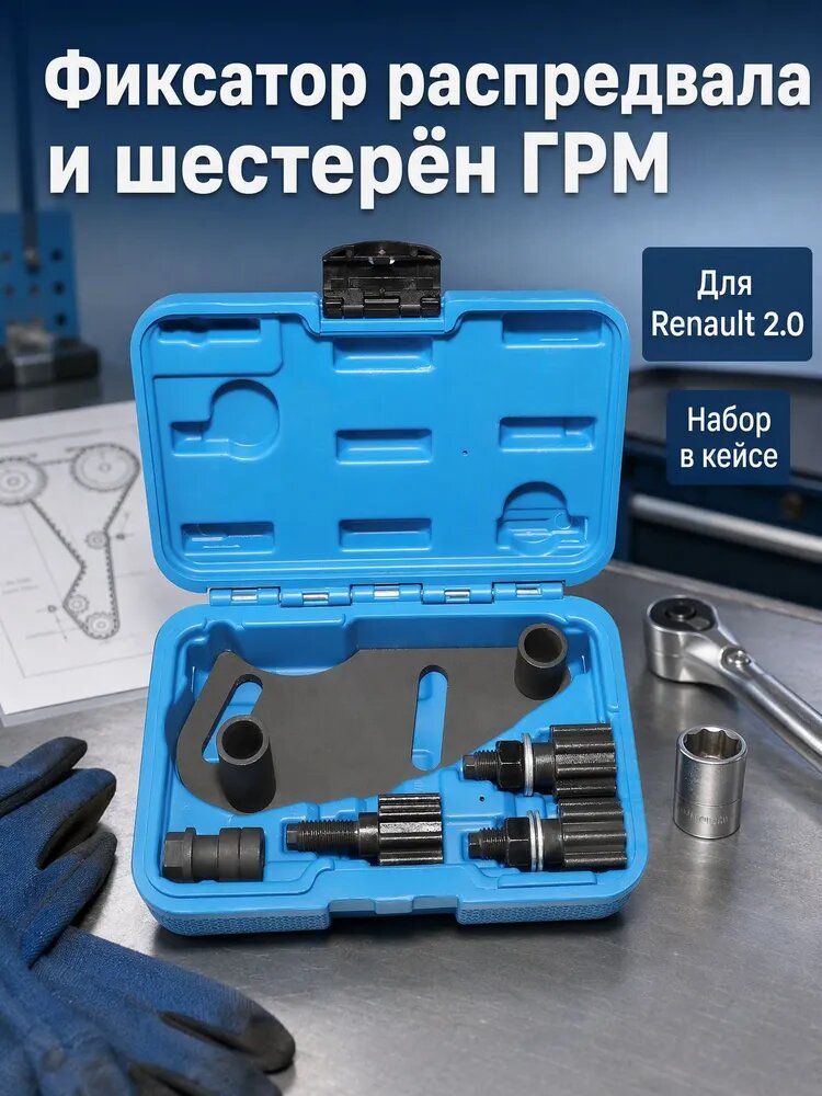 Набор фиксаторов валов ГРМ для Renault 1.8 / 2.0 16V (двигатели F4P, F4R), специнструмент MOT 1509-01, MOT 1801