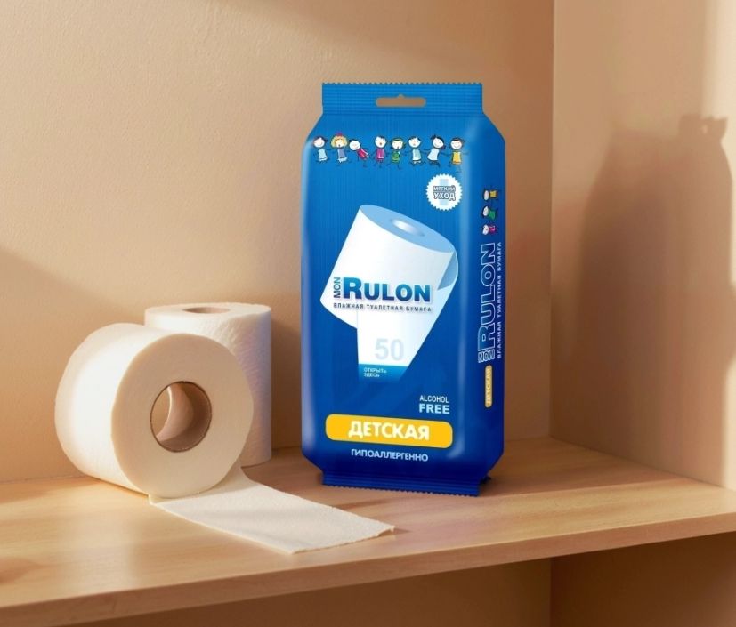 Туалетная бумага Mon Rulon, влажная, детская, 50 шт