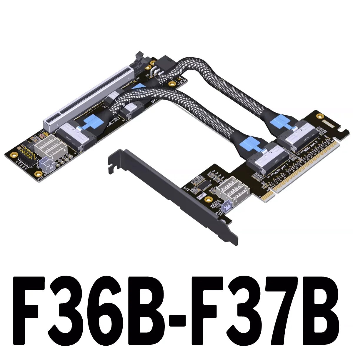 ADT-Link PCIe 4.0 x16 MCIO кабель, 50cm, F36B-F37B