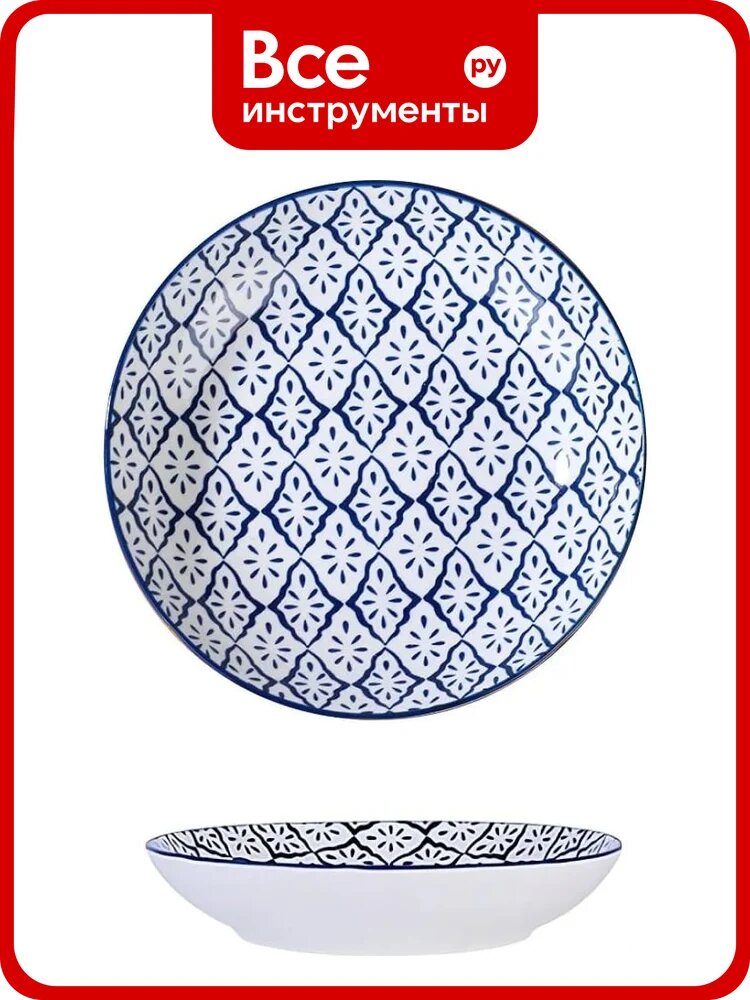 Тарелка Homium Kitchen Japanese Collection, Очарование, диаметр 20 см, синий/белый plategzhel03