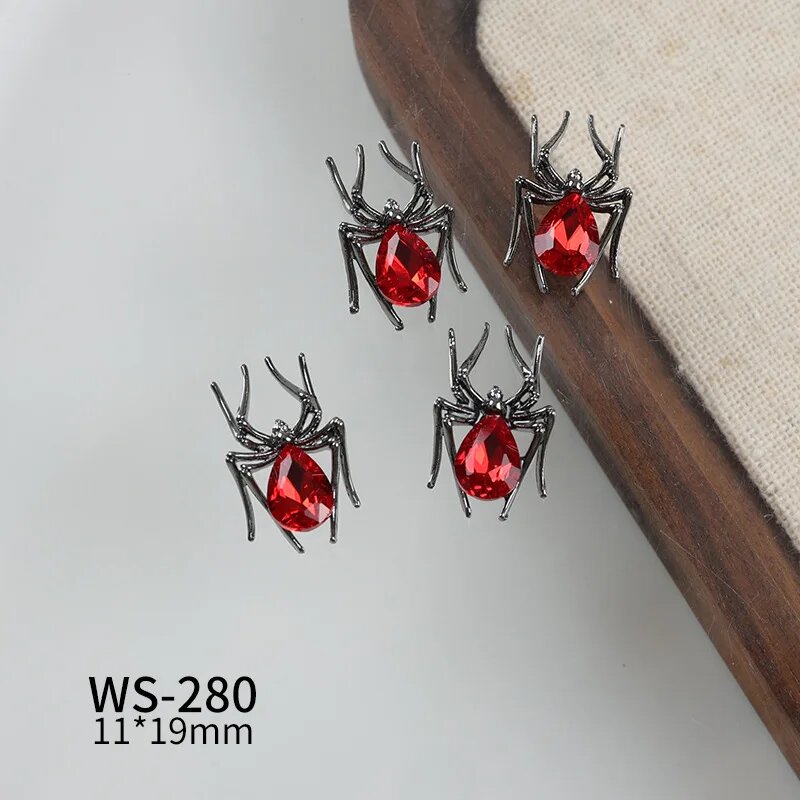 10 шт. подвески паучки, Красный, WS-280
