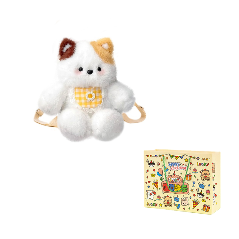 Мягкая игрушка унисекс ELEPH BUNNY Бегущий Медведь с тремя полосками, высота 45 см, Run Run Three Flowers Cat+Yellow Checkered Bib[Backpack Style]