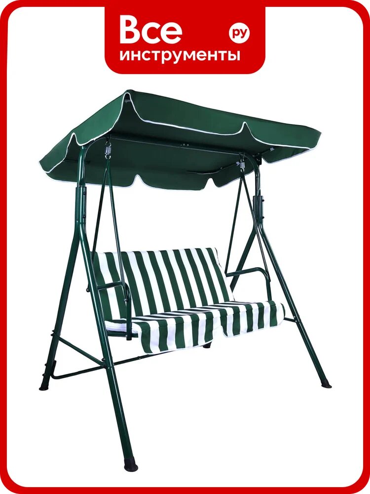 Качели садовые DASWERK RELAX SC-001, 2 места, Ш140хГ110хВ153, мягкое сиденье, зеленый/белый, 680050