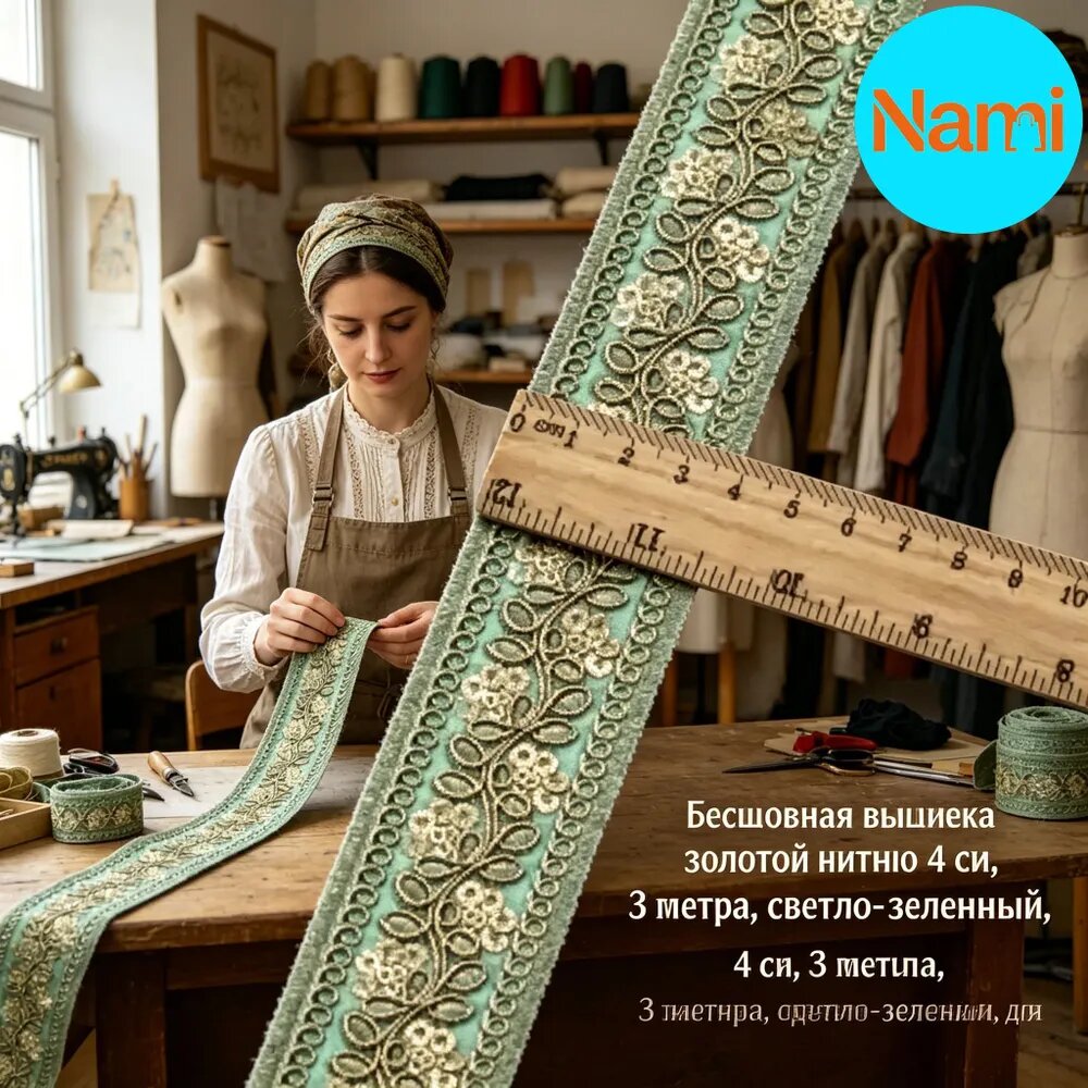 Кружево тканое с люрексом ширина 4 см длина 3 м, для декора ручной работы