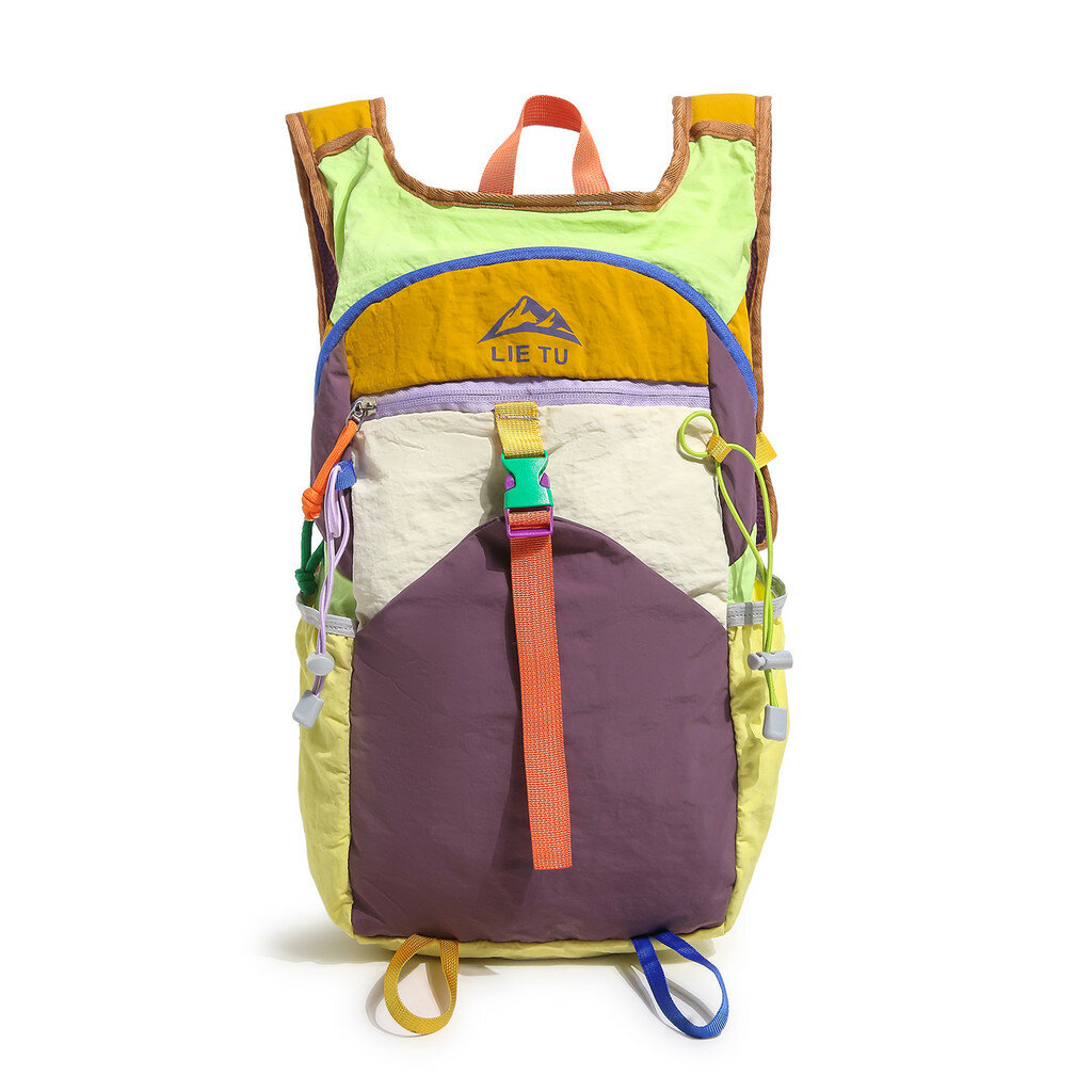 Рюкзак outdoor style нейлон двухплечевой с раздельными цветными блоками для отдыха и путешествий фиолетовый