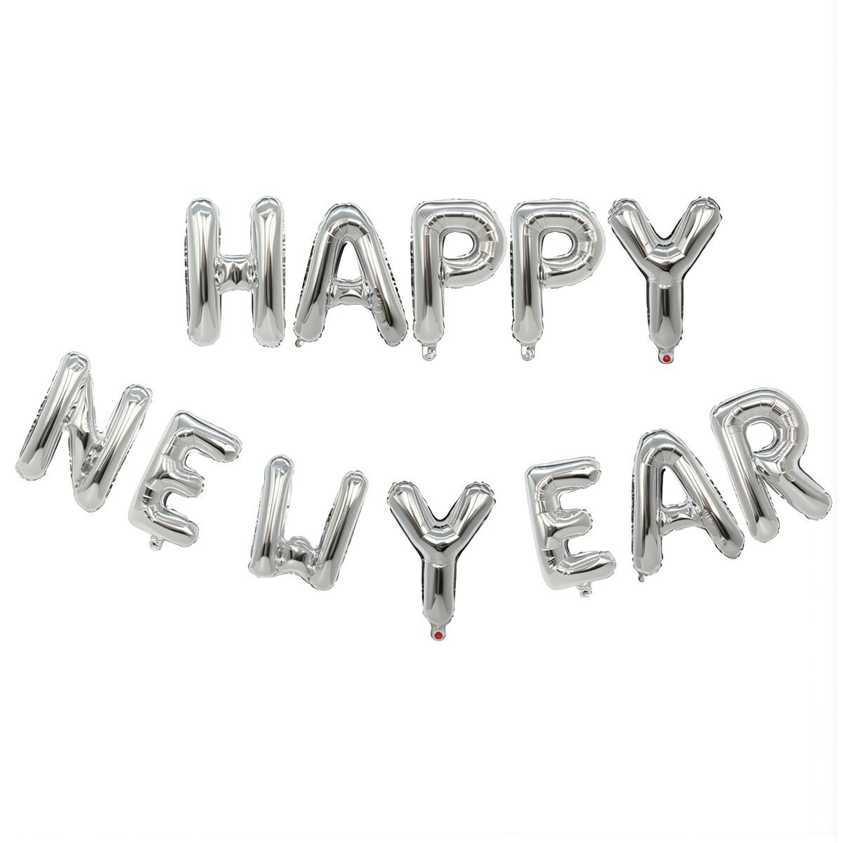 Алюминиевые буквенные шары размер 16 дюймов набор Happy New Year для новогодней вечеринки домашнего праздника украшения помещения встречи нового года, Тонкая серебряная надпись Happy New Year