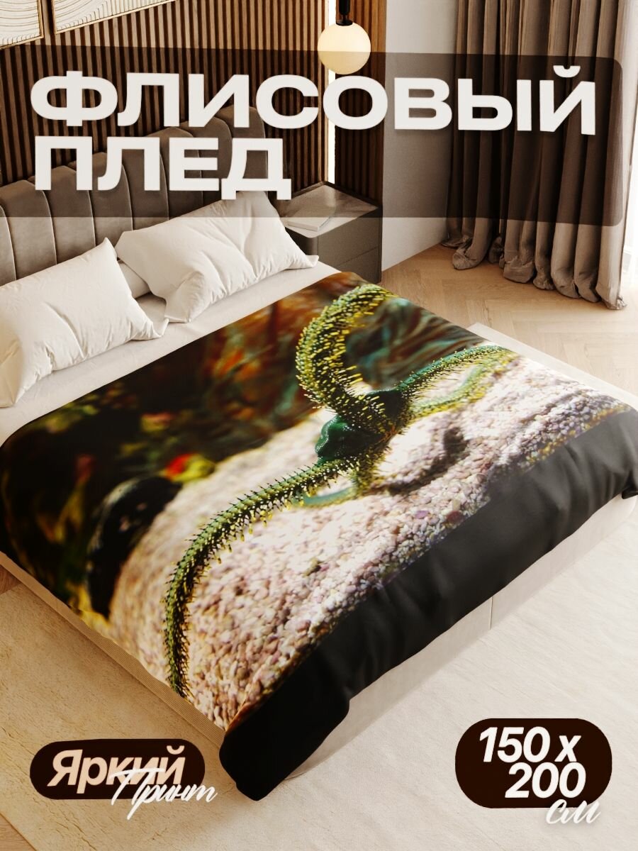 Плед флисовый 150х200 см мягкий теплый покрывало для дома