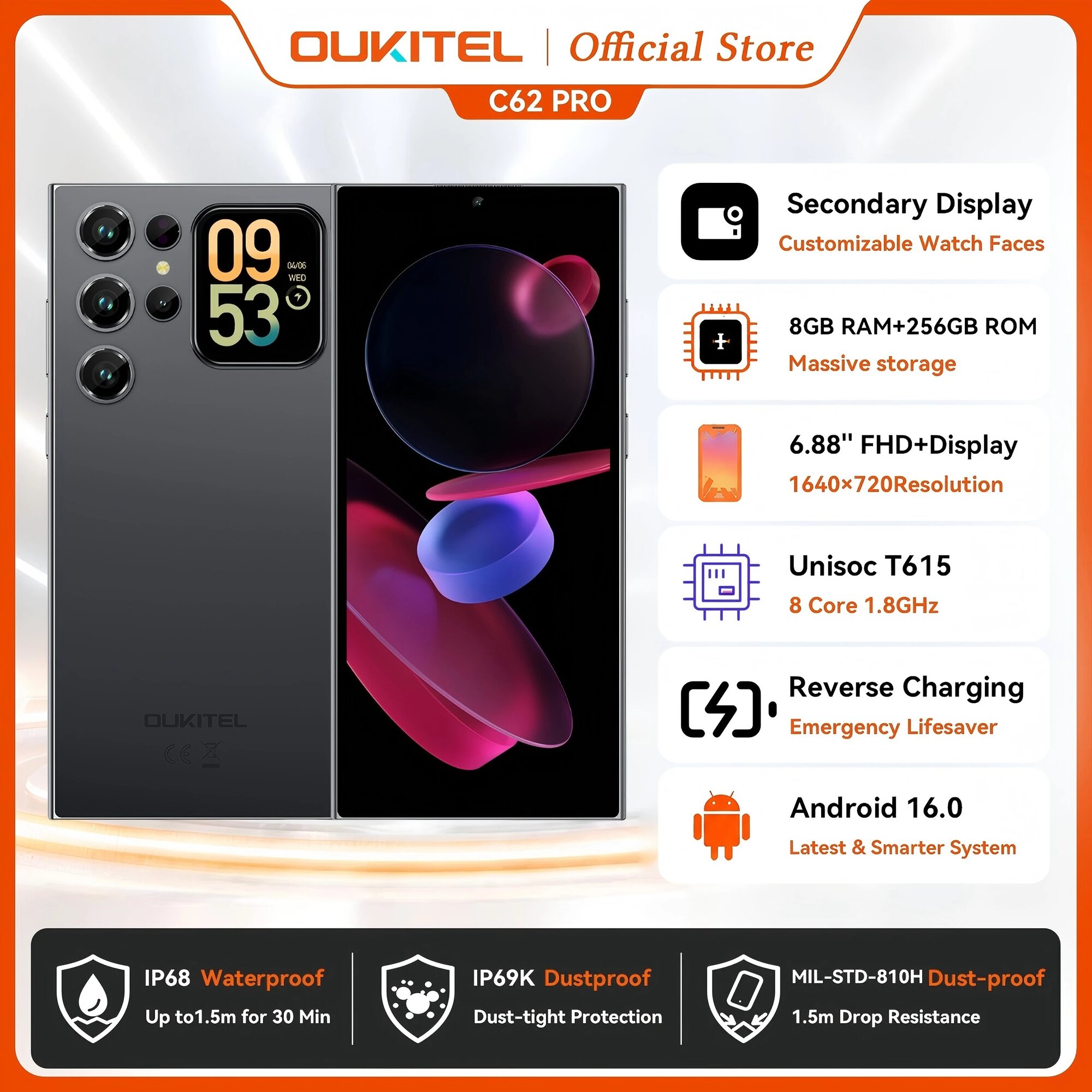 Смартфон Oukitel C62 Pro, 24/256ГБ, global