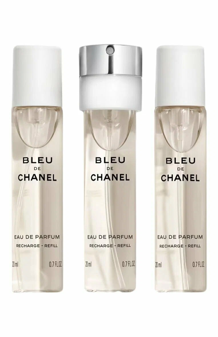 Chanel Парфюмерная вода Bleu de Chanel, для мужчин, древесно-фужерные, 3 блока по 20 мл + флакон для путешествий