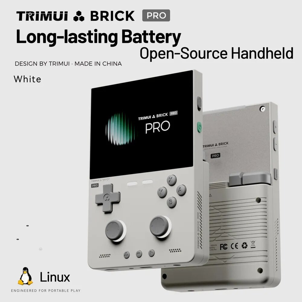 Портативная консоль Trimui Brick Pro TG4040, дисплей 3.95 дюйма IPS, два холл-джойстика, Linux, Wi-Fi Bluetooth, батарея 5000 мАч
