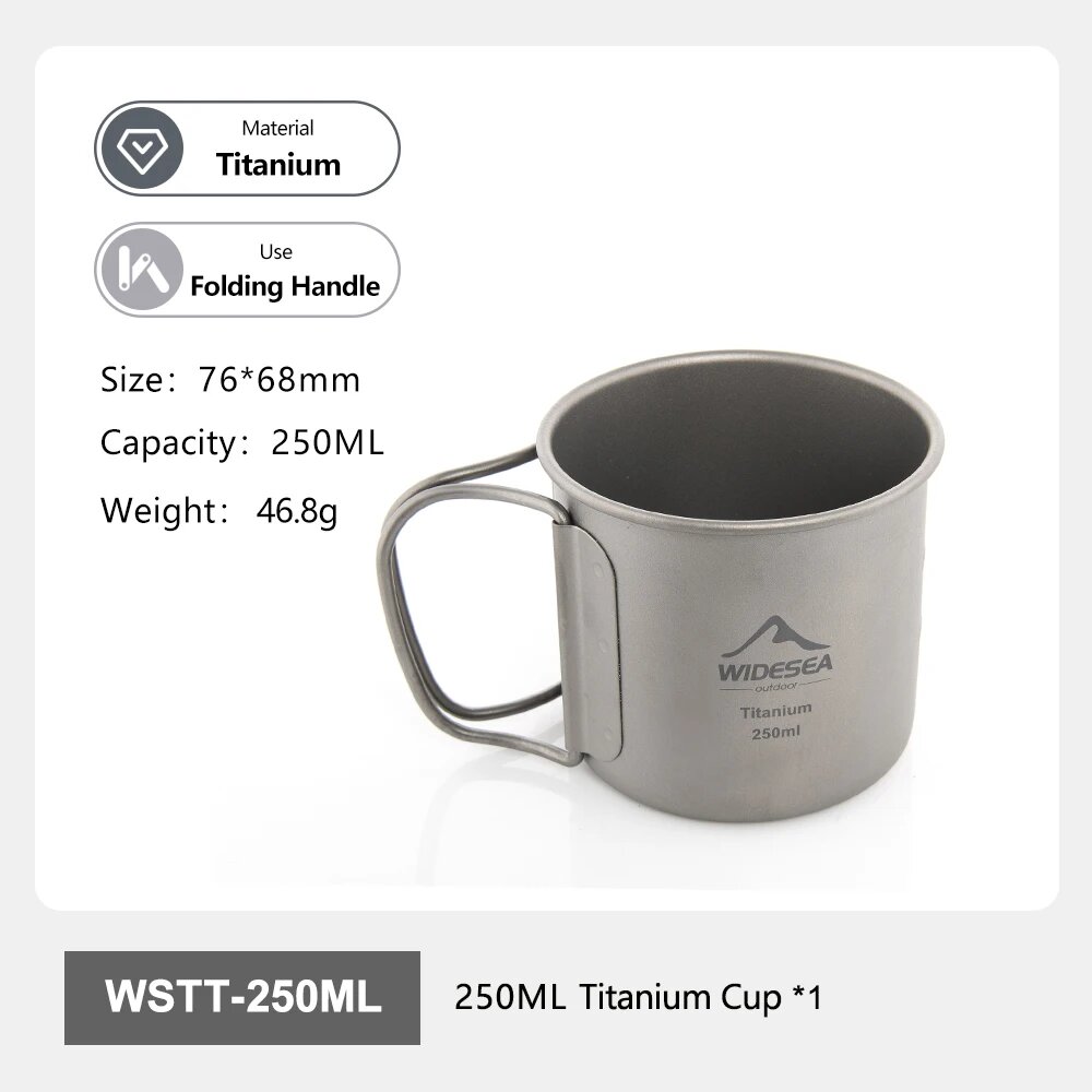 Widesea Портативная кружка из титана WSTT-250ML