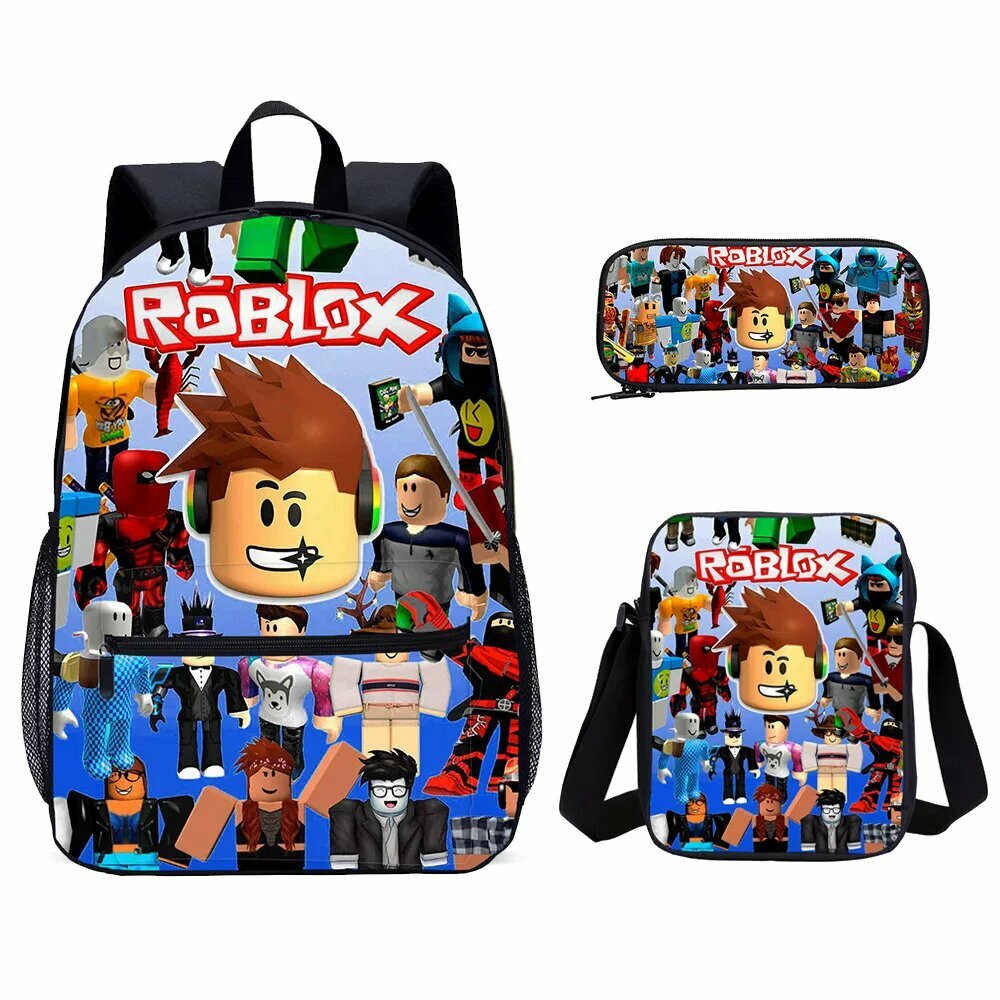 Набор из рюкзака 15 дюймов + кросбоди сумки + пенала, дизайн Roblox, школьные принадлежности для младших учеников