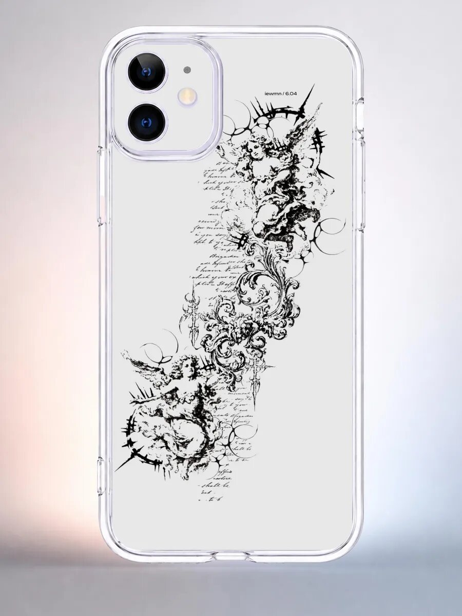 Чехол iPhone 11 ангелы барокко силиконовый прозрачный