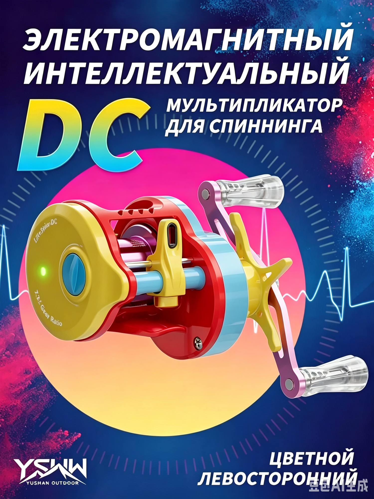 Левая рыбацкая катушка TEBEN LiteSpin DC, умная мультипликаторная катушка с электромагнитным тормозом