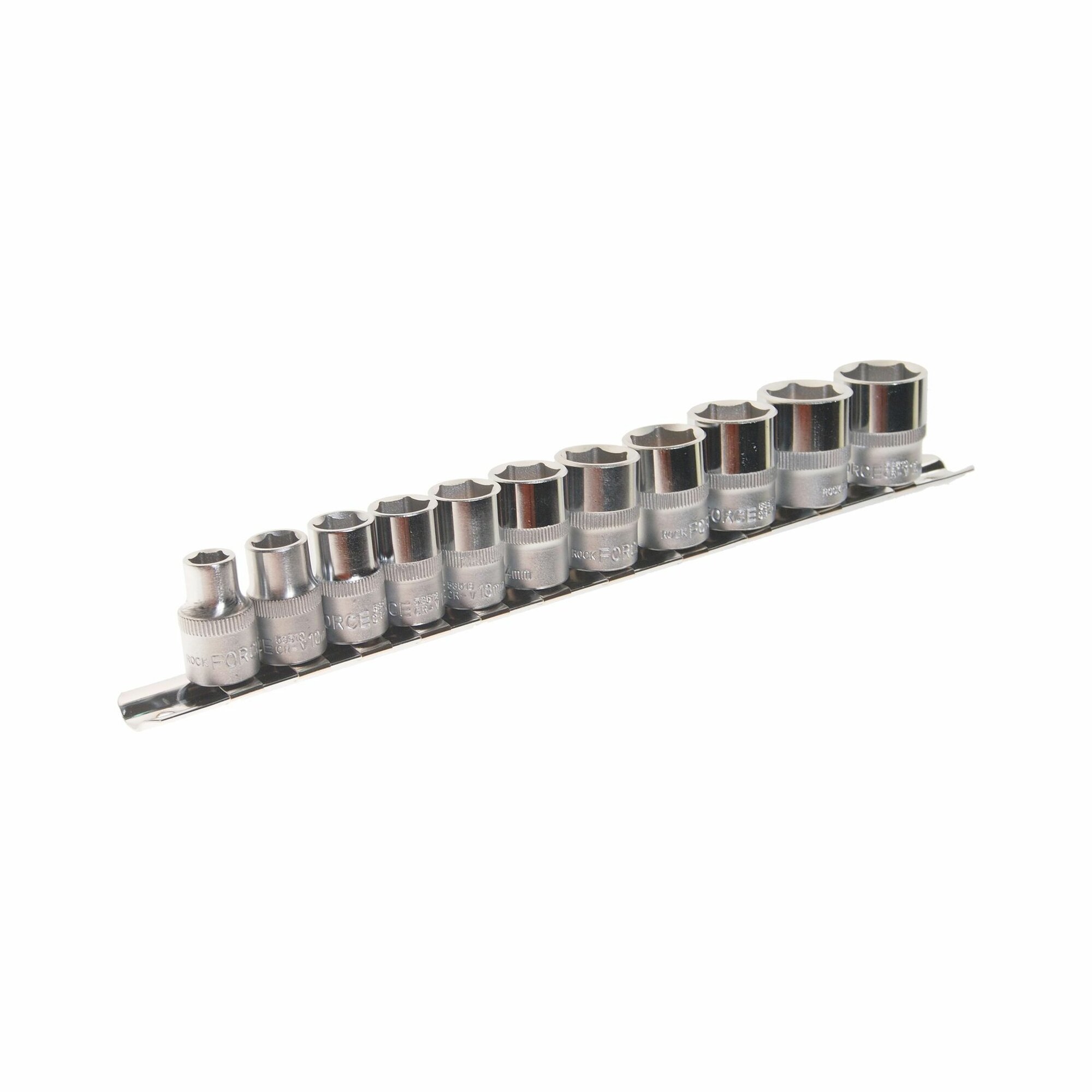 Набор торцевых головок 3/8"DR 6-гранных на планке 11пр. ROCKFORCE