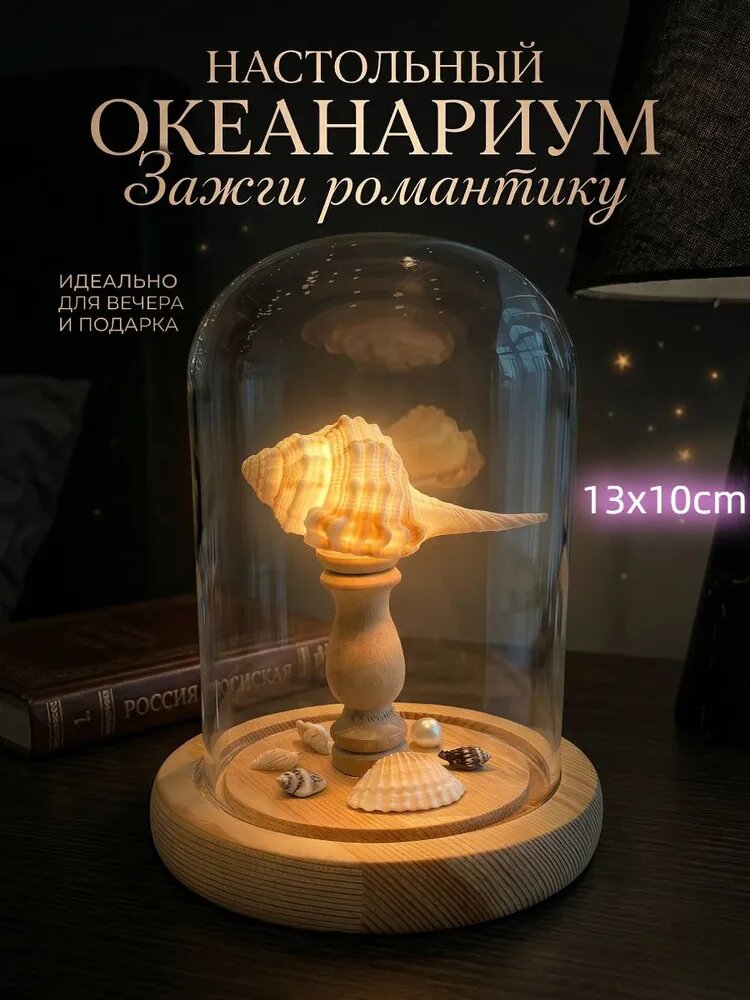 Морской декоративный светильник с мягким светом, стеклянный колпак, идеальный подарок и элемент интерьера