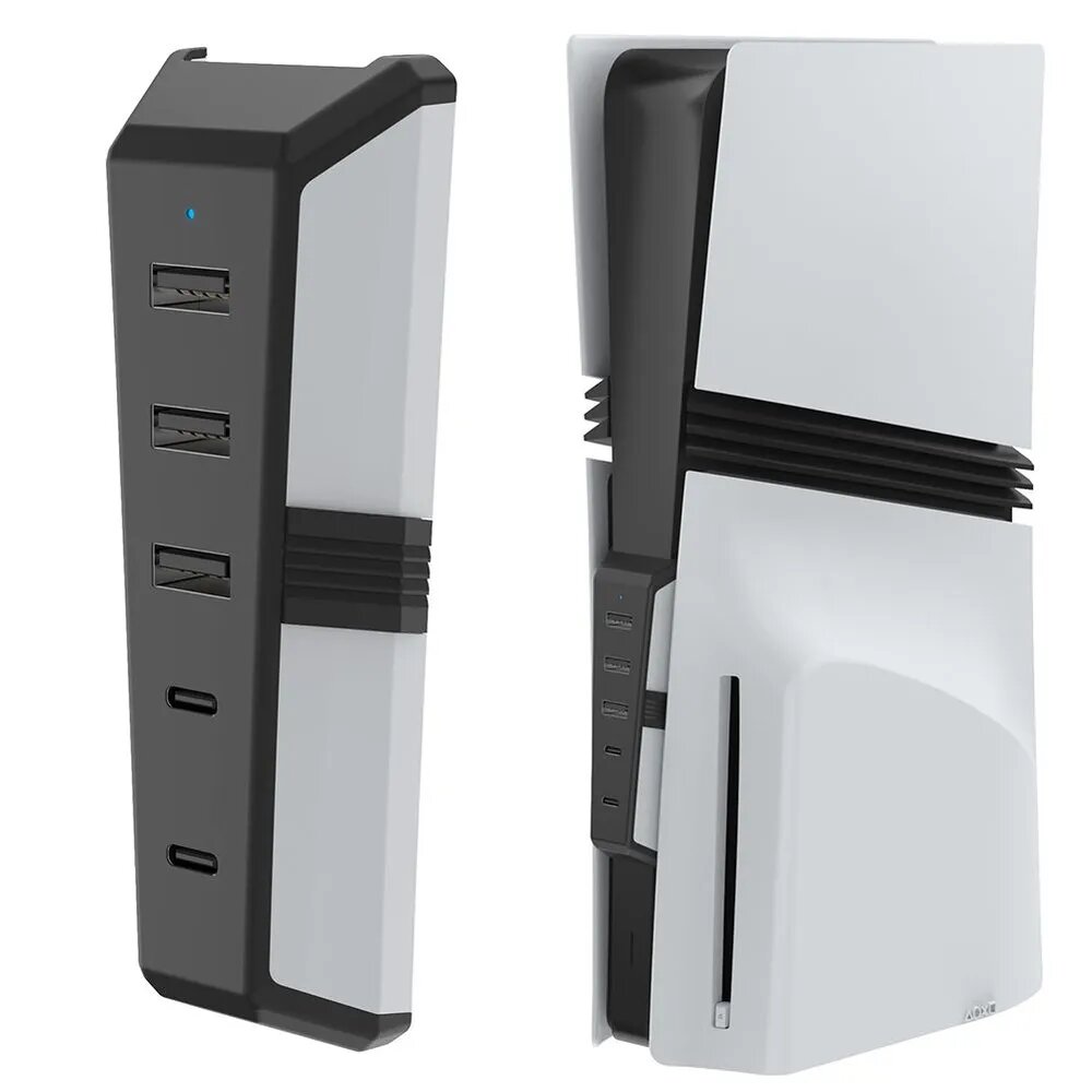USB-хаб для PS5 Pro, 4x USB 3.0, 2x USB Type-C, длина 124 мм, вес 55 г