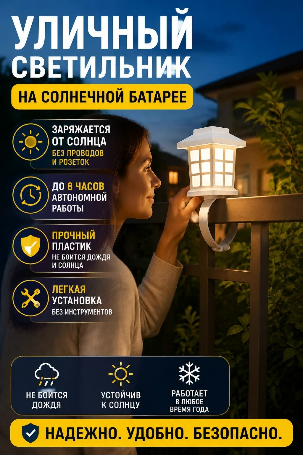 Уличный светильник, водонепроницаемый, IP 44, белый для активного отдыха