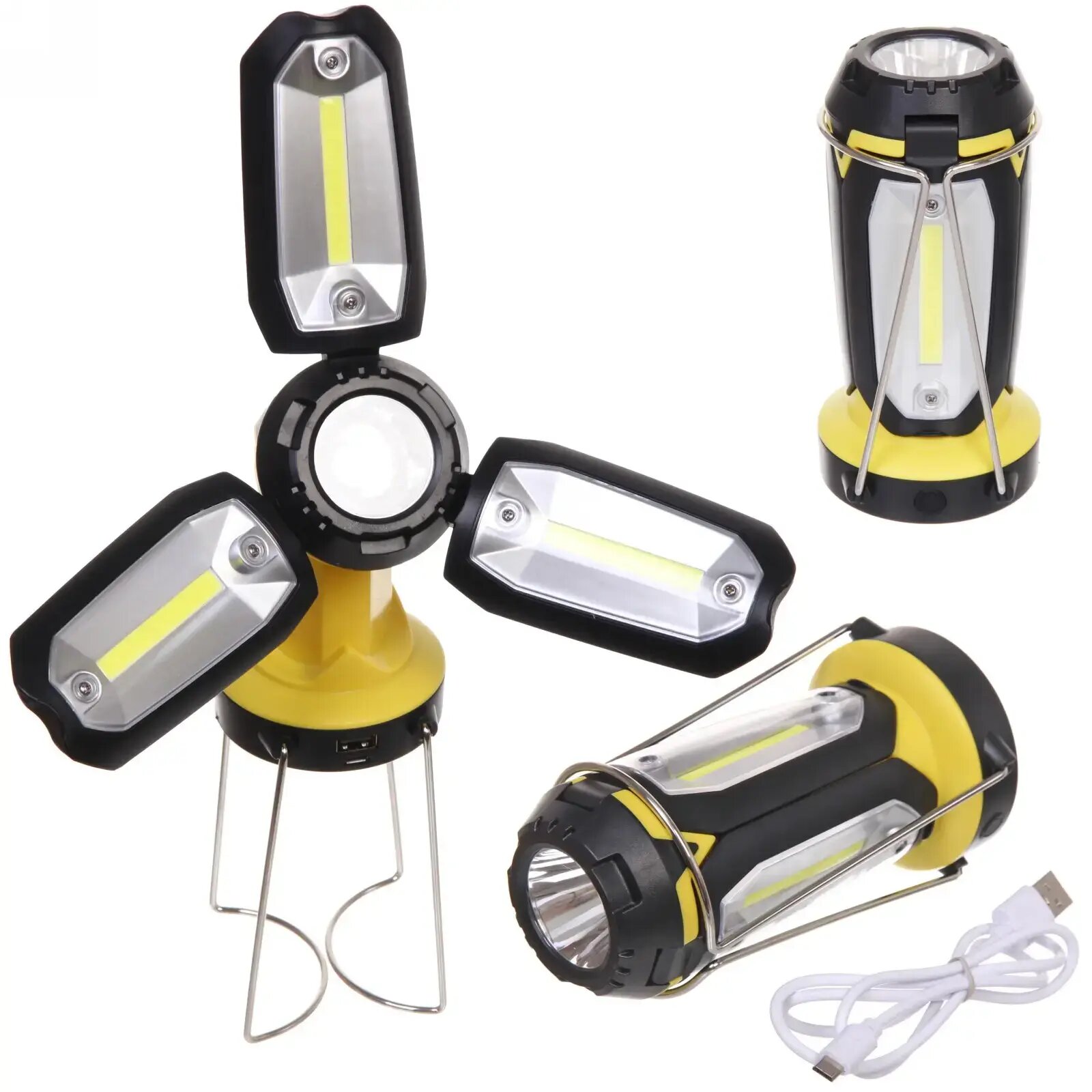 Фонарь туристический, 6 режимов, 1XPE+3COB, аккумулятор 1200mAh, USB, 7х14.5см
