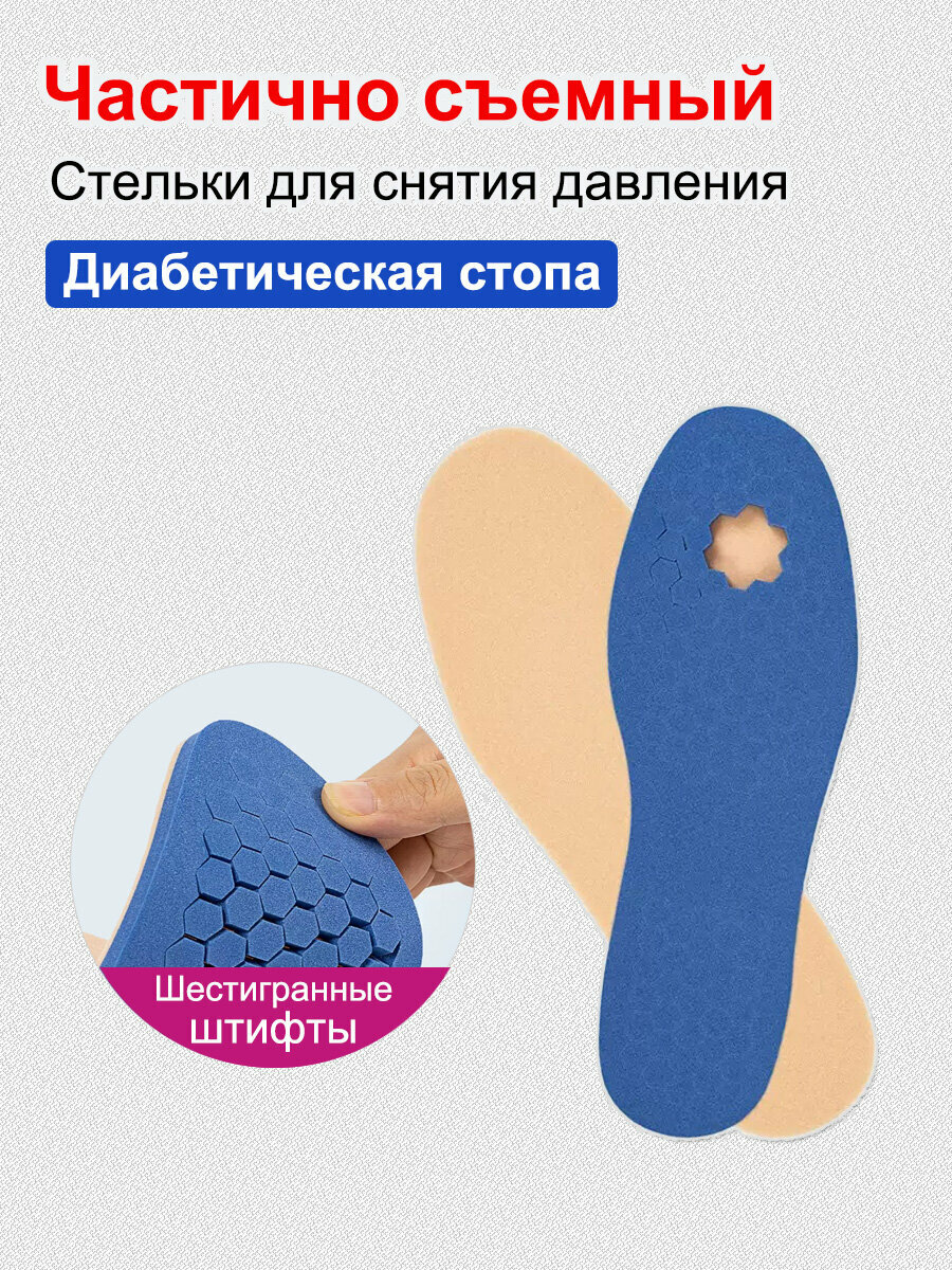 Стельки для диабетической стопы, 1 пара — для повседневной и рабочей обуви, прогулок и домашнего использования, легко