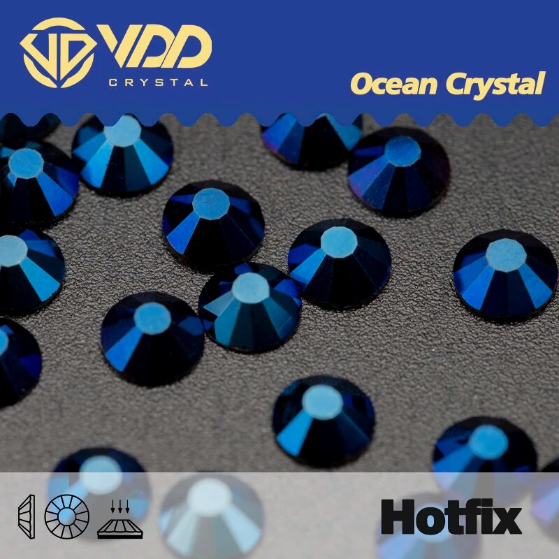 Стразы VDD хрустальные Hotfix SS3-SS30 Синий, SS16 (1440pcs), 068 Metallic Blue
