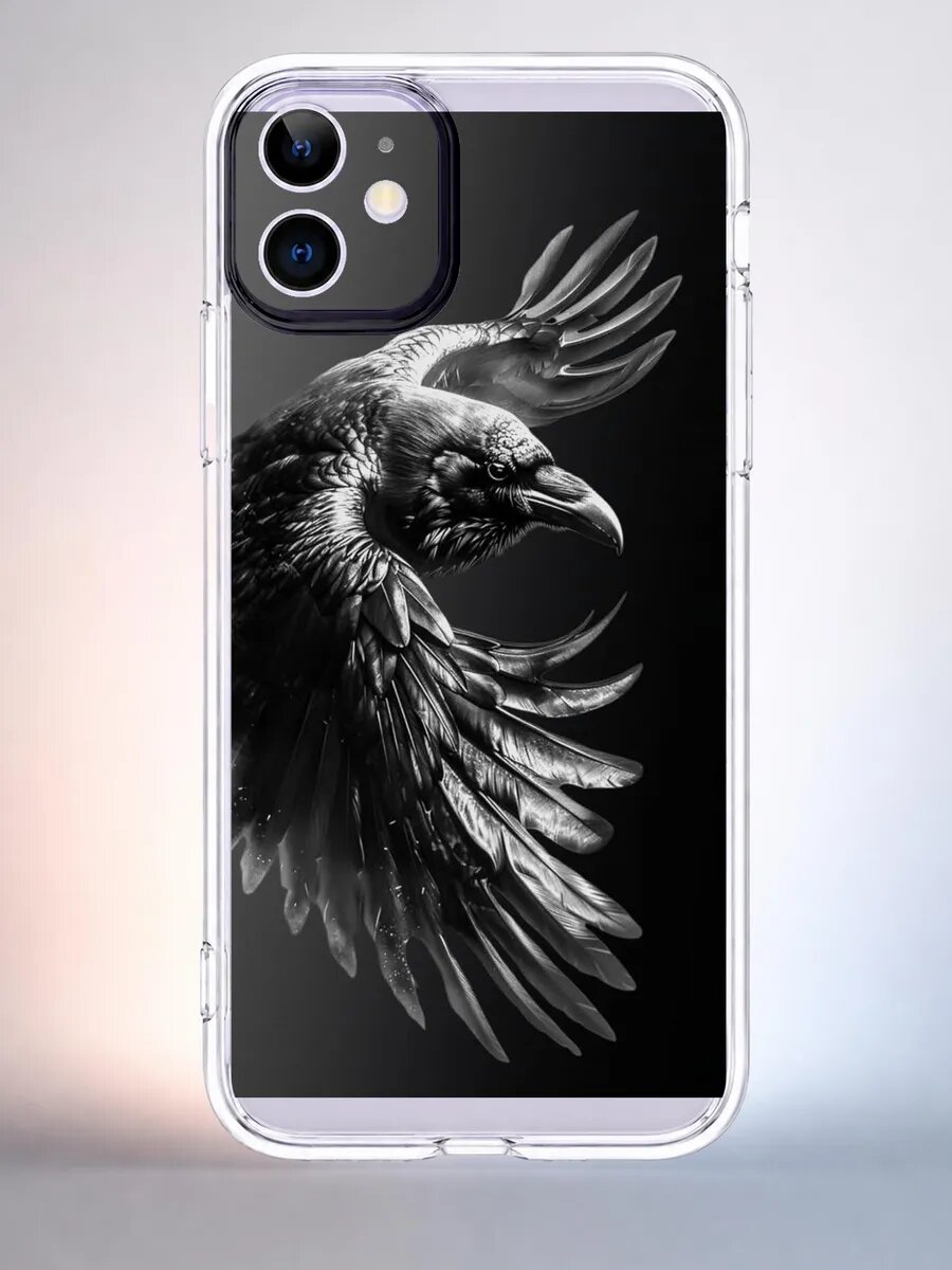 Чехол iPhone 11 ворон крылья широко силиконовый