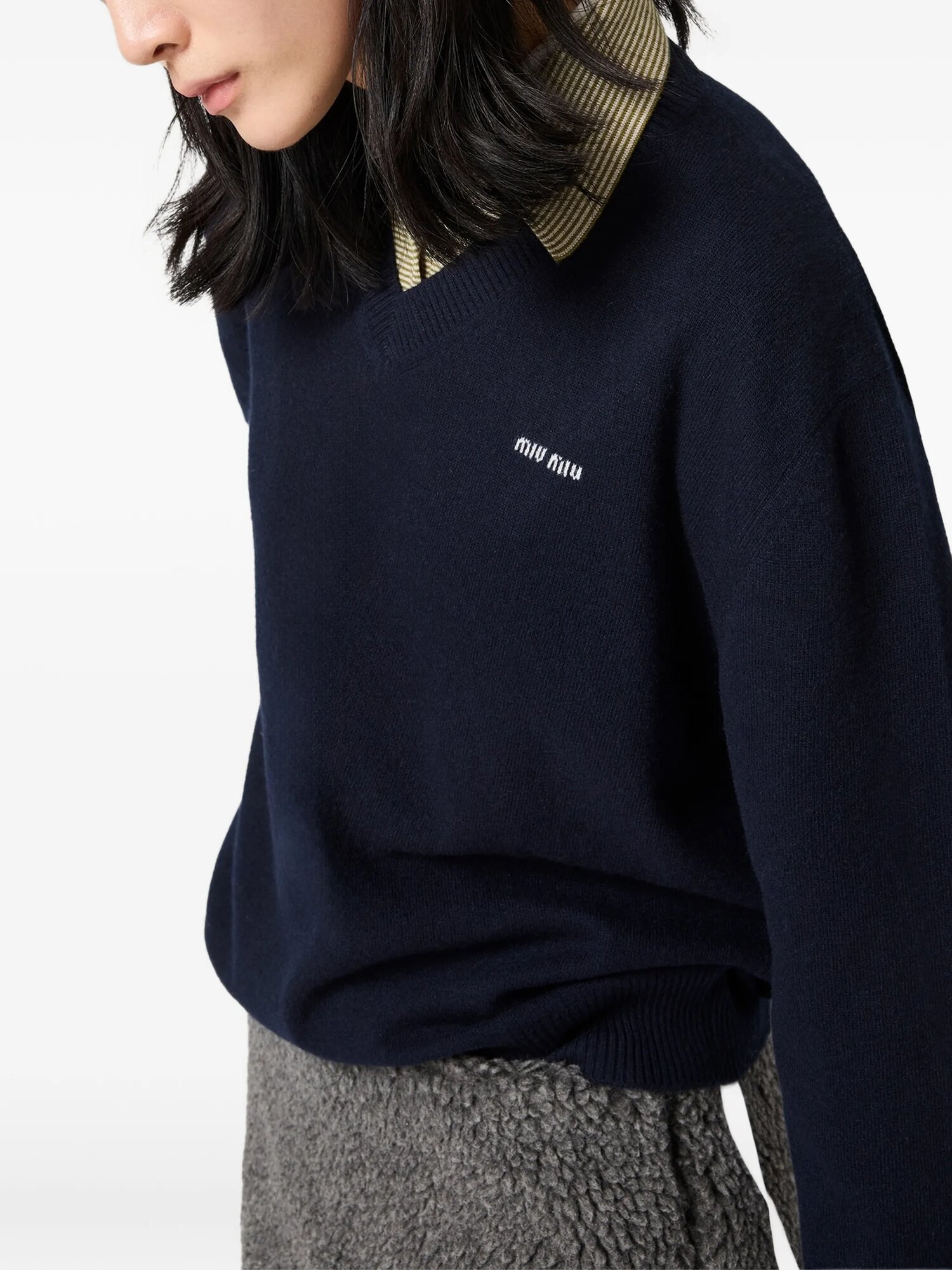 Свитер Miu Miu Wool and cashmere sweater, размер 36, , синий — фото 1