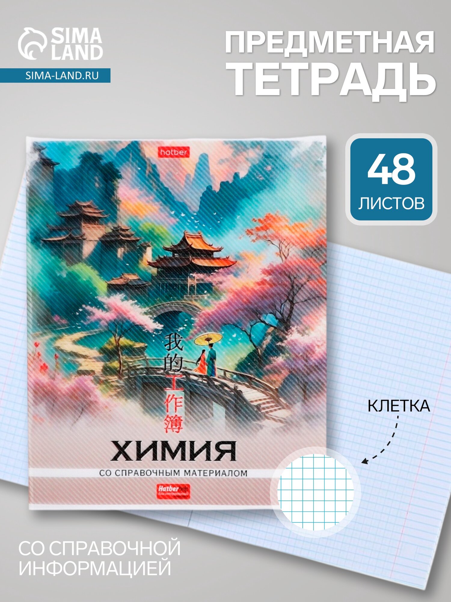 Тетрадь предметная по химии Hatber «Искусство Азии», 48 листов, в клетку, со справочным материалом, обложка из пластика с печатью