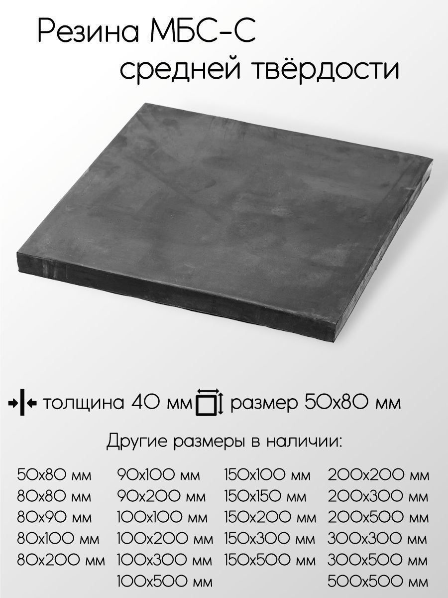 Резина МБС-С 2Ф лист толщина 40 мм 40x50x80 мм для гидроизоляции, пароизоляции, герметизации окон, дверей и кровли
