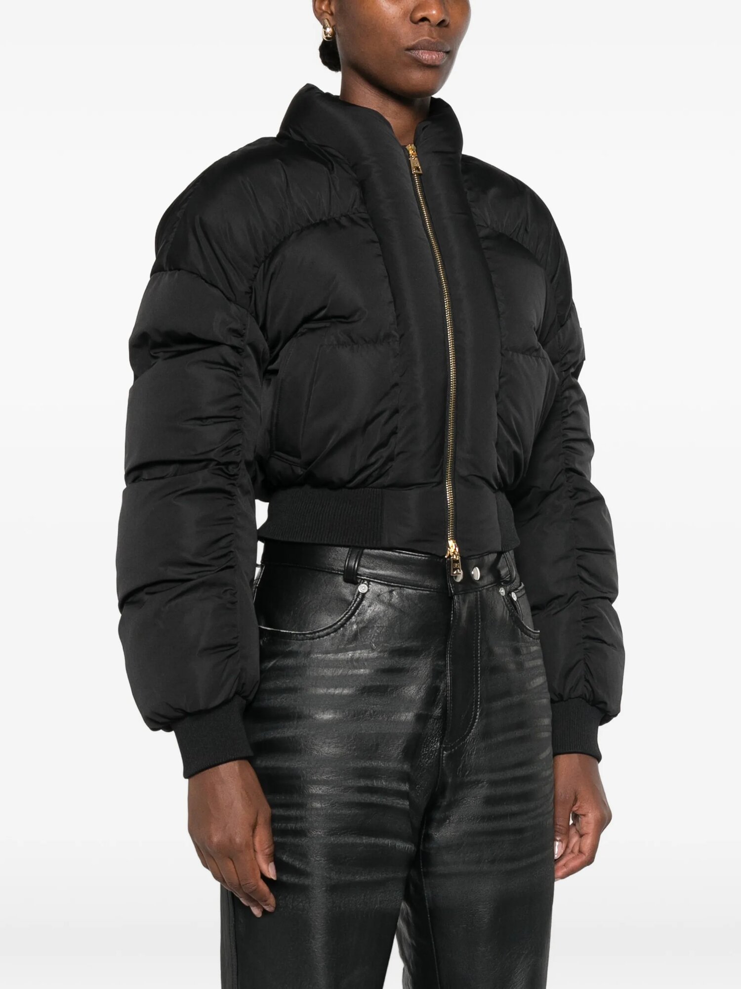 Куртка Elisabetta Franchi Cropped puffer jacket, размер 40, черный — фото 1