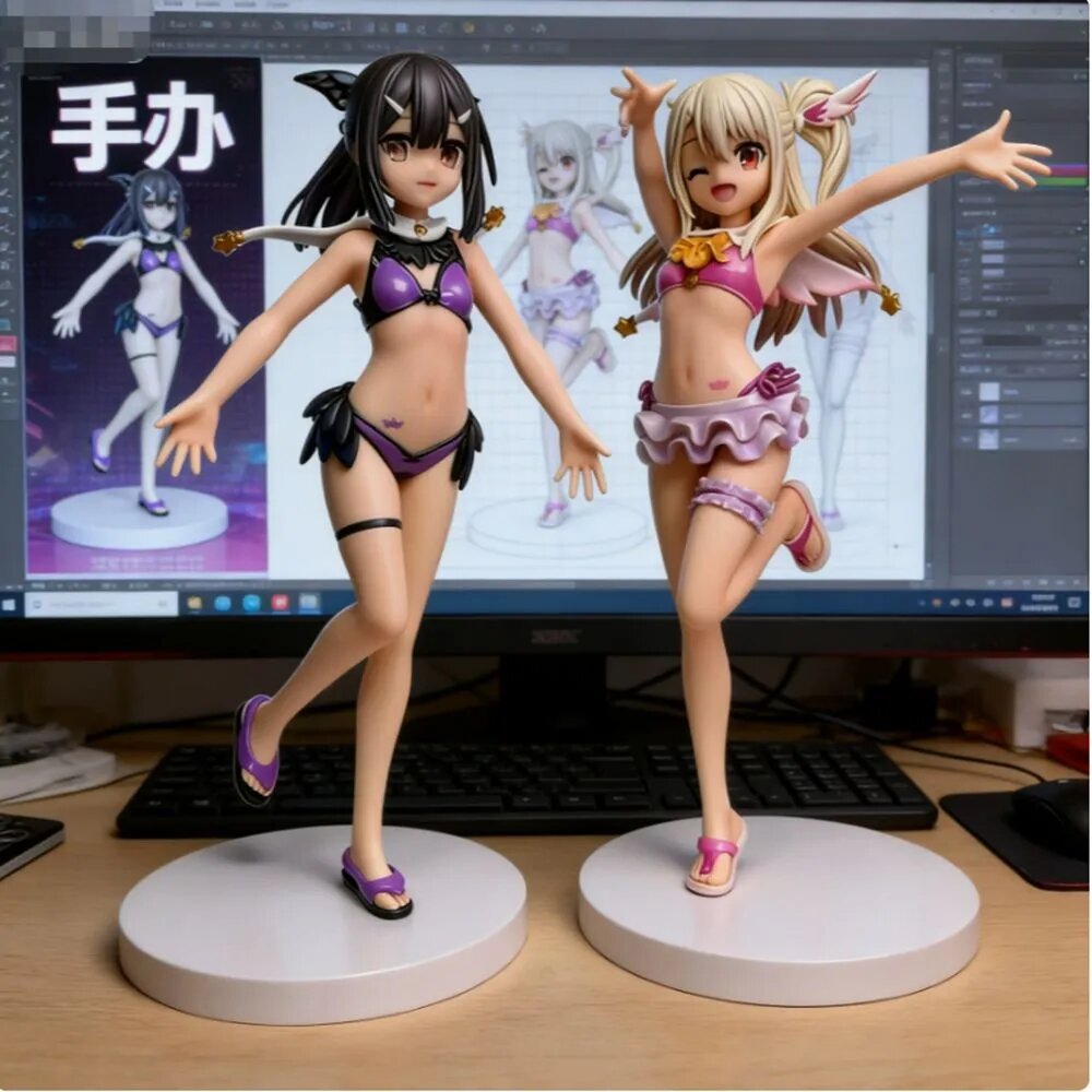 F: NEX Аниме Фигурка/Fate kaleid liner Miyu swimwear+Illyasviel swimwear 20cm-пакет(Два символа)